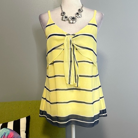 CAbi | Tops | Cabi Rivera Lights Yellow Striped Knot Yacht Tank Top 527 ...